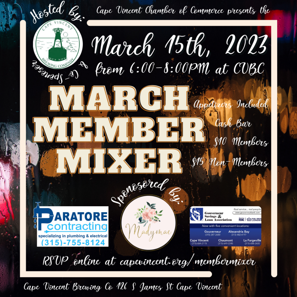 2023 March Member Mixer - Cape Vincent Chamber of Commerce